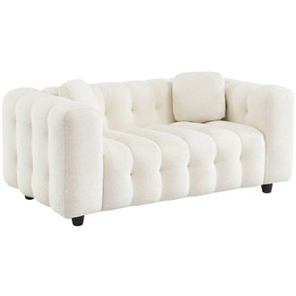 Sweeek Gepolstertes Sofa mit strukturiertem Boucl&eacute;-Bezug, 2-Sitzer, Strukuriertes Boucl&eacute;, Wei&szlig; - Sweeek