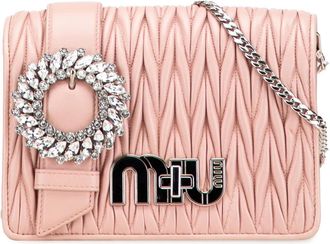Miu Miu Hobo Bags - Matelasse Nappa Crystal Chain Buckle Crossbody - Gr. unisize - in Gold - für Damen