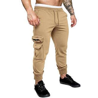 Generic Pantalon de jogging pour homme - Coupe ajust&eacute;e - Couleur unie - Avec plusieurs poches - Taille &eacute;lastique avec cordon de serrage - Confortable et respi