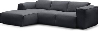 Studio Copenhagen home24 Ecksofa 3-Sitzer mit Longchair Grau Webstoff Saia 251cm Longchair davorstehend links Modern