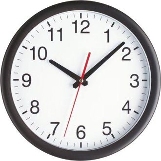 TFA Dostmann Analoge Wanduhr, 98.1077, Abdeckung aus Glas, gut ablesbar, 30cm Durchmesser, schwarz