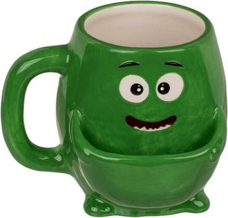 Out of the Blue Grünes Monster Kaffeebecher mit Keksfach - Tasse Kaffeetasse