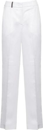 PESERICO Femme, Pantalons, Blanc, Taille: 38 FR Pantalon Large en Lin