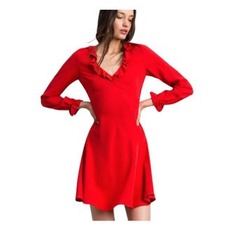 Twinset Sublime Robe Fluide &agrave; Manches Longues - Femme - Robes - Rouge - Taille: 38 FR