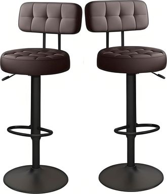 Generic Drehbare, H&ouml;henverstellbare Barhocker, 2Er-Set, Dick Gepolsterte R&uuml;ckenlehne mit Fu&szlig;st&uuml;tze, Barhocker Aus Pu-Leder f&uuml;r K&uuml;che, Esszimmer, Wohnzimmer