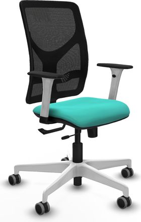 Piqueras y Crespo Schreibtischstuhl T&uuml;rkis, mit wei&szlig;en und schwarzen Armlehnen, h&ouml;henverstellbare Lendenwirbelst&uuml;tze, ausgestattet mit Syncro/Traslack und Schneideschau