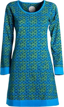vishes Damen leichtes Langarmshirt-Kleid in T&uuml;rkis | Gr&ouml;&szlig;e S (36) | Handgefertigt aus 100% Baumwolle | Ideal f&uuml;r Fr&uuml;hling, Sommer & Herbst | Nachhaltige Alte