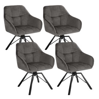 Woltu Esszimmerstuhl drehbar 4er Set, K&uuml;chenstuhl, Polsterstuhl, Drehstuhl, bequemer Stuhl mit Armlehnen R&uuml;ckenlehne, Armlehnenstuhl f&uuml;r Esszimmer Wohnzimme