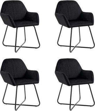 vidaXL Vidaxl - Chaises &agrave; manger lot de 4 Noir Velours