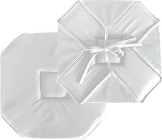 Enjoy Home ED ENJOY HOME Stuhlkissen mit Klappe, 40 x 40 cm, Weiß, mit Bändern, 100% Polyester, Stoff Öko-TEX, Satin, Kollektion Basic