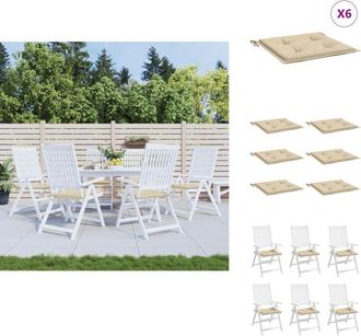 vidaXL Coussins de chaise jardin lot de 6 beige 50x50x3cm tissu oxford - Coussins De Chaise - Coussins Exterieur - Coussins Jardin - Cushions Patio