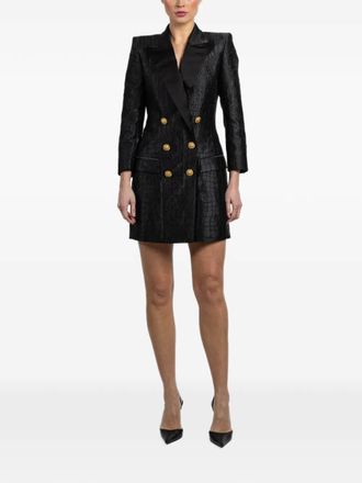 Balmain button textured mini dress - Schwarz