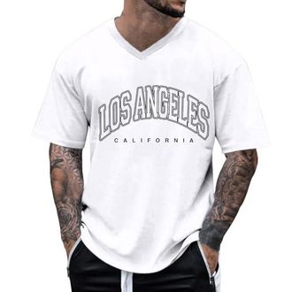 Generic T-shirt surdimensionn&eacute; pour homme - T-shirt d&eacute;t&eacute; &agrave; col rond &agrave; manches courtes - Avec imprim&eacute; urbains - Chemises basiques pour homme - Chemises d&eacute;contr