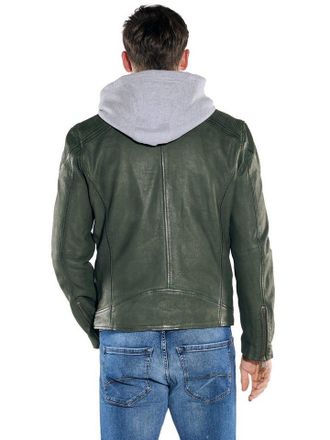 Engbers Lederjacke Herren Lederjacke mit heraustrennbarem Inlet, Gruen