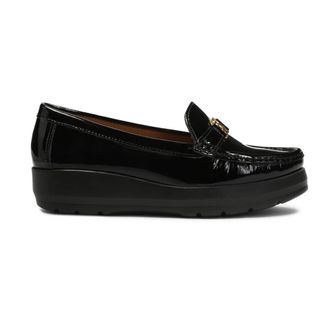 Kazar Lackleder flache Schuhe auf erh&ouml;hter Sohle - - Shoes - Damen - Schwarzk - 39 EU