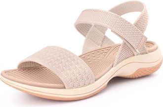 Allegra K Sandales compens&eacute;es &agrave; talon bas avec crochet et boucle pour femme, rose, 37 EU
