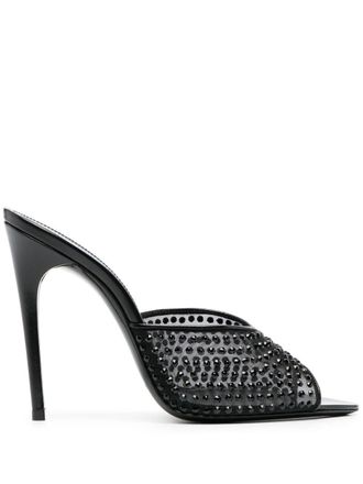 Saint Laurent Mules mit Kristallen 120mm - Schwarz