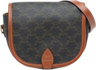 Celine Hobo Bags - Medium Triomphe Coated Canvas Folco Crossbody - Gr. unisize - in Braun - für Damen