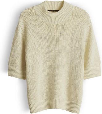 someday Kurzarmpullover Tavery detail aus B&auml;ndchengarn mit weichem Griff Schmale Passform, formstabil mit Strickb&uuml;ndchen