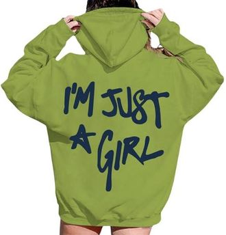 Generic Sweat &agrave; capuche surdimensionn&eacute; pour femme | Pull &agrave; capuche surdimensionn&eacute; avec lettres imprim&eacute;es | Pull tendance pour lautomne et lhiver, Vert, XXL