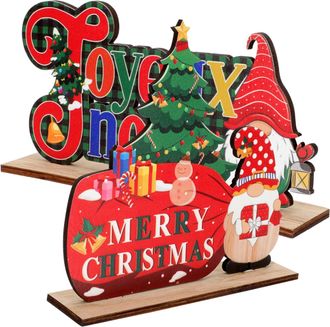 Hemobllo 2 Stück Teiliges Weihnachts Holztablett mit Niedlicher Sitzender Deko Leichte Tischdekoration für Zuhause Büro Garten Kompakt Farbenfroh Vielseitig Ei