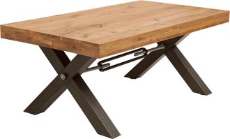 Invicta Interior Massiver Couchtisch Thor 110cm Wild Eiche geölt im Industrial Design Wohnzimmertisch Holztisch Tisch