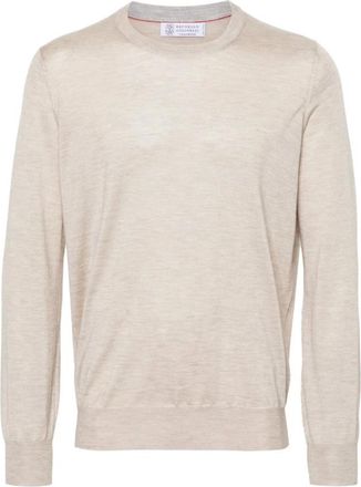 Brunello Cucinelli Homme, Pulls, Beige, Taille: L Pull Ras du Cou