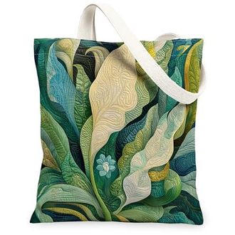 Generic Sac fourre-tout en toile de printemps Hosta pour faire du shopping, 33 x 38,1 cm, motif floral, r&eacute;utilisable, sac d&eacute;picerie pour femme, beau esth&eacute;tiqu