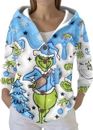 Generic Le Grinch Sweat A Capuche Femme Pilou Pulls Chaud Moche Pull Sweatshirts De The Christmas Oversize Vêtements Hiver Plaid Vetement Sweet Noel Femmes No