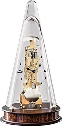 Hermle 22716-030791 Mechanische Tischuhr mit Verglasung, Nussbaum, Ø 18cm x 35cm