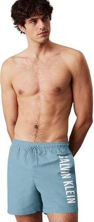 Calvin Klein Short de Bain Homme Medium Drawstring avec Cordon de Serrage, Bleu (Skim Blue), L