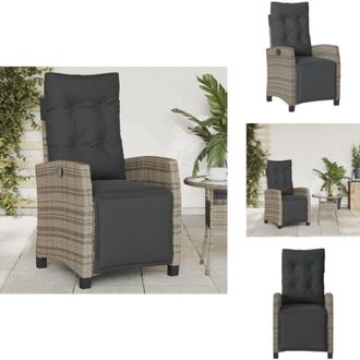 vidaXL Gartensessel mit Fu&szlig;teil Verstellbar Grau Poly Rattan - Gartenstuhl - Relaxsessel - Outdoor M&ouml;bel - Gartenm&ouml;bel - Lounge Sessel