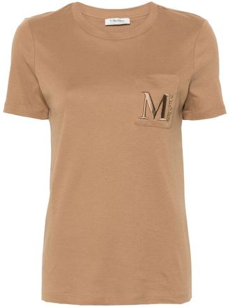 Max Mara t-shirt en coton &agrave; logo brod&eacute; - Marron