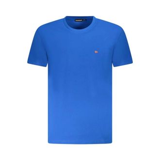Napapijri Blaues Baumwoll-Crew-Neck T-Shirt - - Tops - Herren - Blau - 2XL