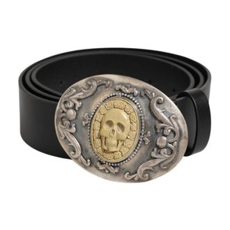 Dolce & Gabbana Schwarzer Lederg&uuml;rtel mit Metallschnalle - - Accessories - Herren - Schwarzk - ONE SIZE