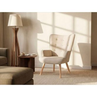 Vente-Unique Vente-unique - Fauteuil en tissu beige vately