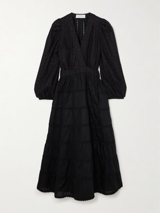 Waimari + Net Sustain Aurora Wickelkleid Aus Einer Baumwollmischung Mit Einsätzen Aus Spitze Und Stickereien - Schwarz