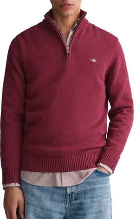 GANT Herren Casual Cotton Halfzip Pullover, PLUMPED RED, XL