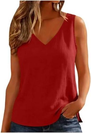 Generic D&eacute;bardeur en lin pour femme, t-shirt d&eacute;t&eacute; &agrave; manches courtes, t-shirt basique, haut de sport, t-shirt pour femme, surdimensionn&eacute;, tendance, t-shirt d&eacute;t