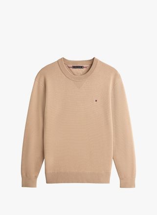 Tommy Hilfiger Pull col rond textur&eacute; en coton m&eacute;lang&eacute;