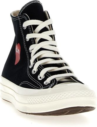 Comme Des Gar&ccedil;ons Heart-Print Canvas Sneaker - Black