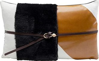 Kare Design Design Kissen Belt, Weiß/Orange/Schwarz, Abnehmbarer Bezug mit Reisverschluss, mit Füllung, Geometrisches Muster, Dekokissen, Zierkissen, Wohnaccessoi