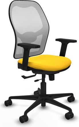 Piqueras y Crespo B&uuml;rostuhl mit 2D-Armlehnen, h&ouml;henverstellbare Lendenwirbelst&uuml;tze, ausgestattet mit Syncro/Traslack und Schaumstoff, Wei&szlig;/Gelb