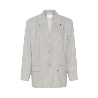Gestuz Gestreifter Oversize-Blazer - - Jackets - Damen - Grau - M/L