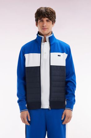 Eden Park Sweatshirt Zipp&eacute; Bimati&egrave;re En Molleton Coton Stretch Marine Parmenture Matelass&eacute;e Coupe Droite