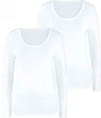 Vivance Damen Langarmshirt mit klassischem Rundhalsausschnitt und k&ouml;rpernaher Passform, Baumwolle, Stretch