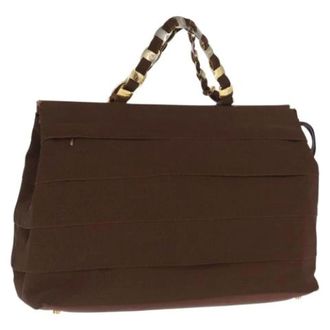 Ferragamo Sac &agrave; main en toile Pre-owned - Femme - Pre-owned - Brun - Taille: ONE Size