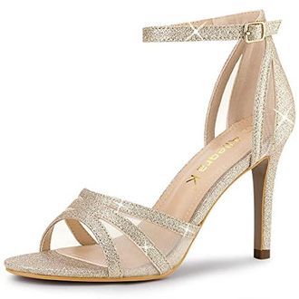 Allegra K Glitter Sandales &agrave; Talons Femme, or, 40 EU