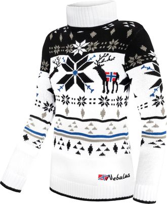 Nebulus Damen Norweger Strickpullover Stag, lässiger Pullover, vielseitig, weiß - XXL/44