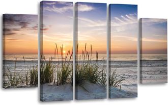 Feeby Frames Feeby Bilder Landschaft Grass Strand XXL 5-Teilig Typ B 150x100 cm 1 Teilig Wohnzimmer Schlafzimmer Büro Küche Wandbilder Leinwandbilder Modern Bild a